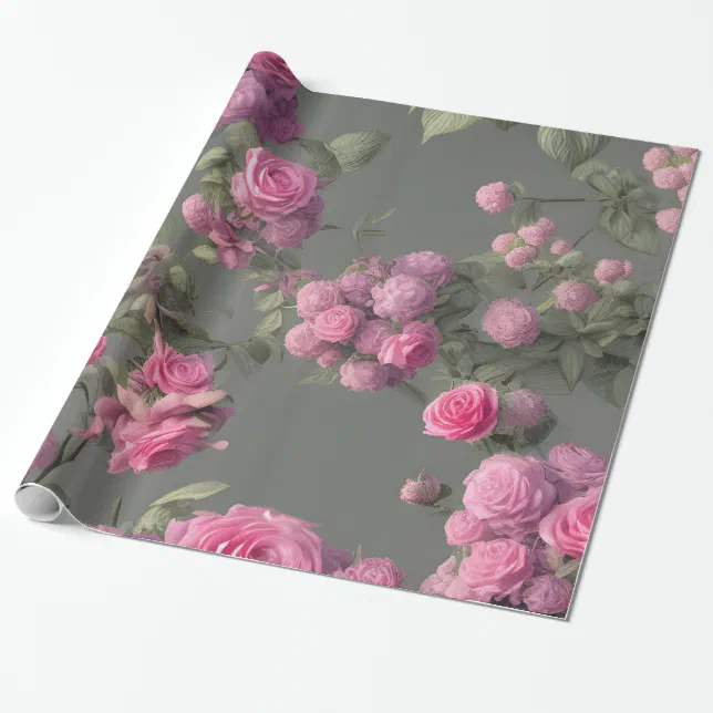 Elegant Pink Roses Floral Wrapping Paper | Zazzle