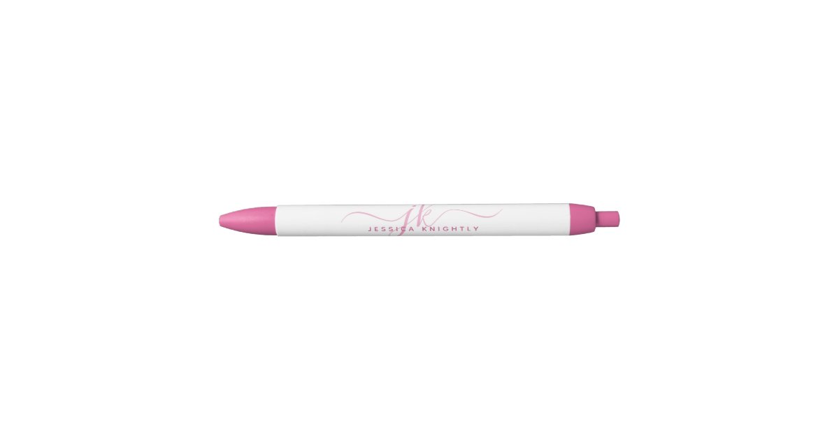 Elegant Pink Script Monogram Initials Name Pen | Zazzle