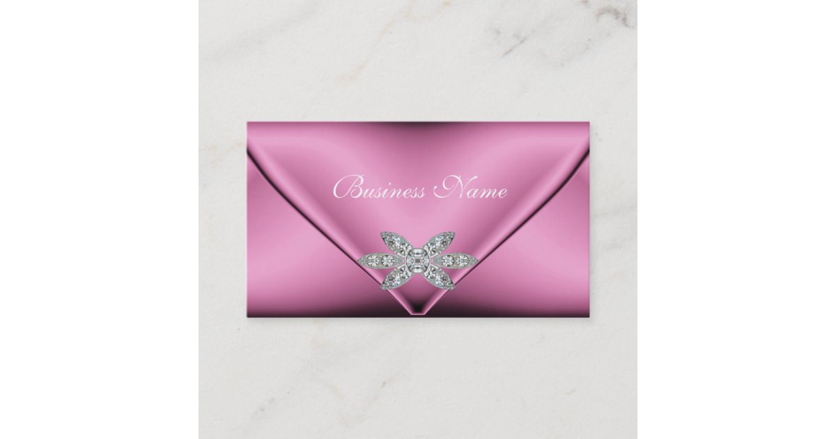 Elegant Pink Silver Diamond Jewel Business Card | Zazzle