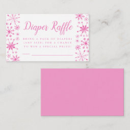 Elegant Pink Snowflake Baby Shower Diaper Raffle Enclosure Card | Zazzle