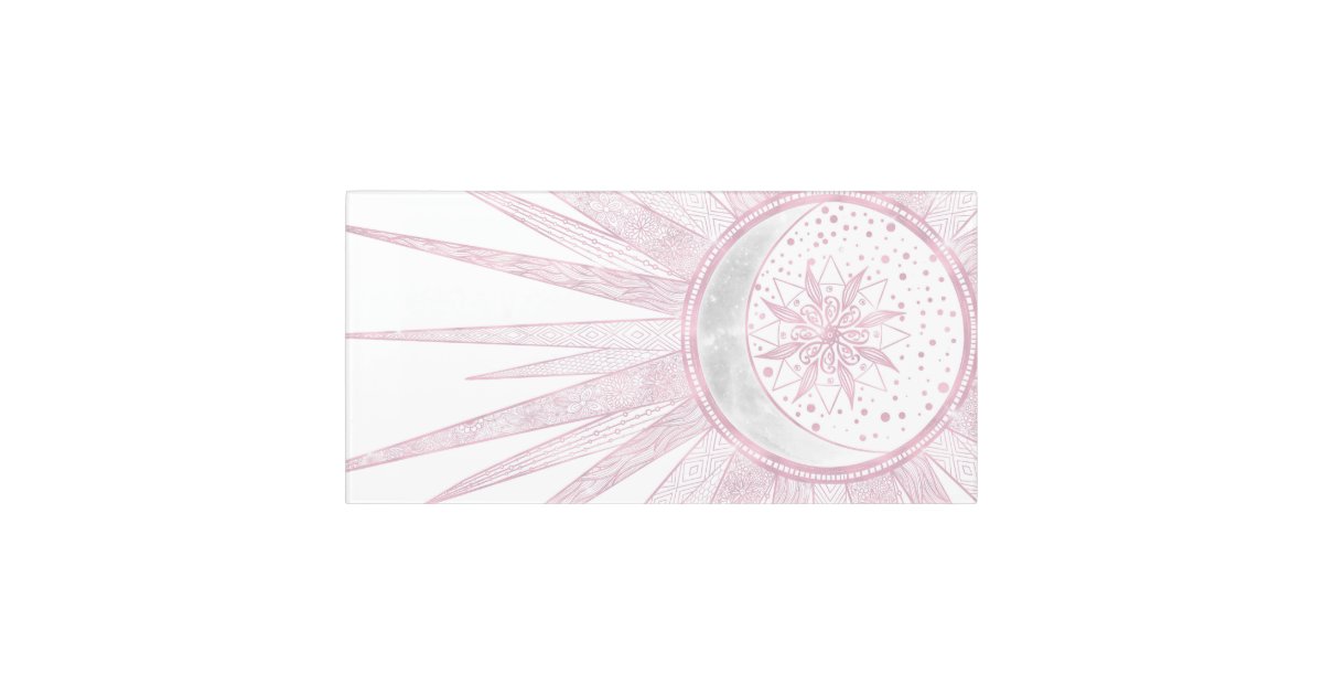 Elegant Pink Sun Moon Doodle Mandala White Design Door Sign | Zazzle