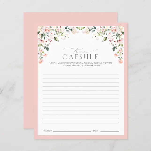 Elegant Pink Time Capsule Floral Shower Game | Zazzle