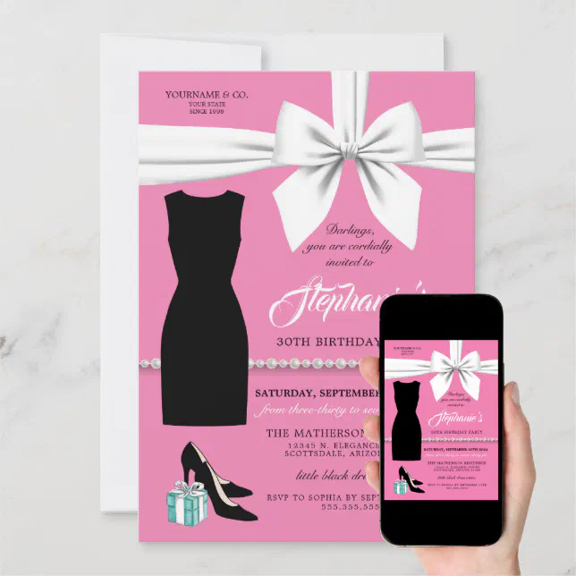 Elegant Pink Trendy Tiffany Birthday Invitation | Zazzle