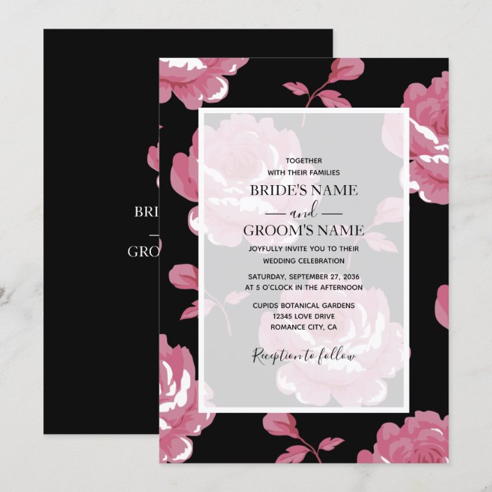 Elegant Pink Vintage Roses Wedding Invitations | Zazzle.com