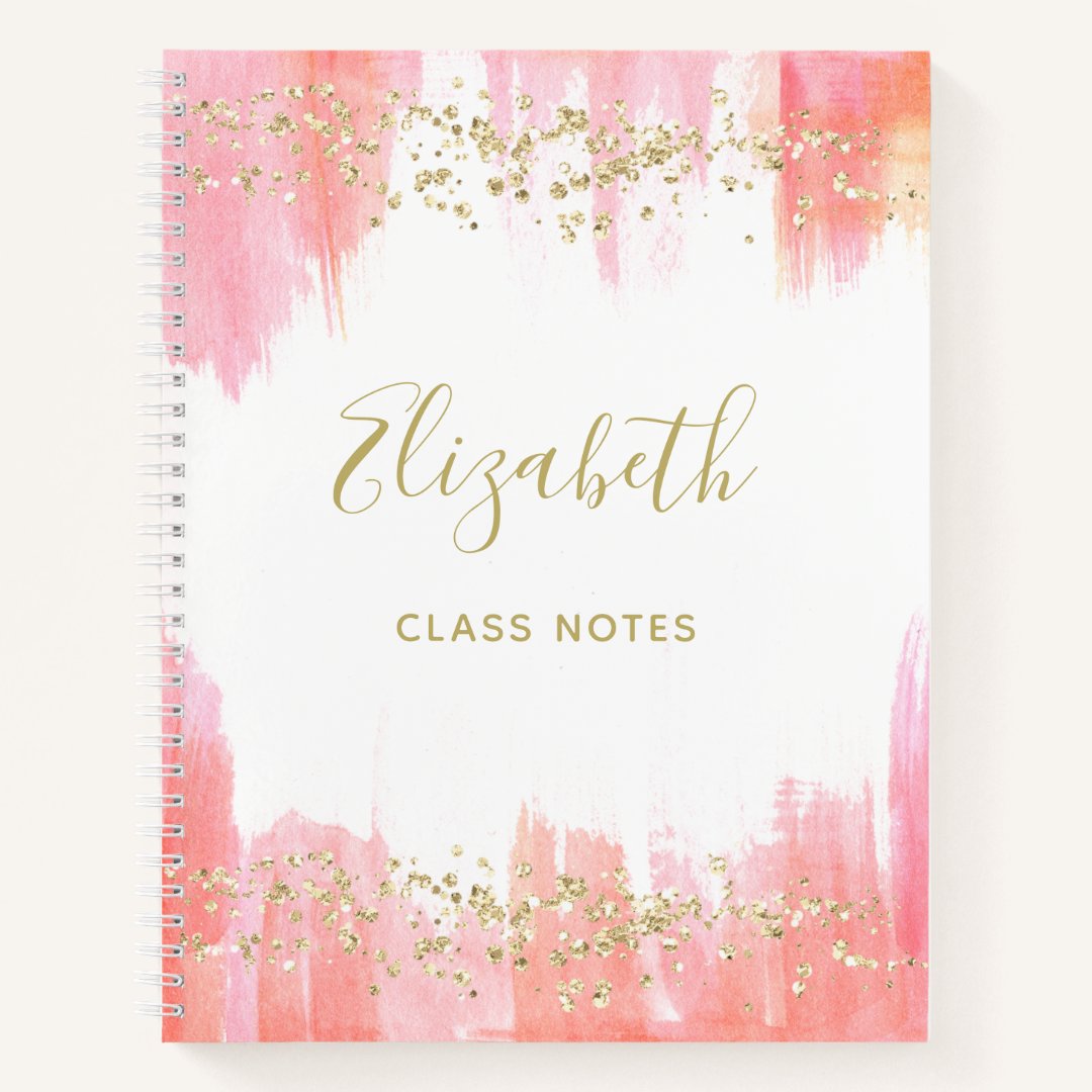 Elegant Pink Watercolor and Gold | Notebook | Zazzle