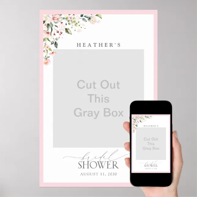 Elegant Pink Watercolor Floral Shower Photo Booth Poster | Zazzle