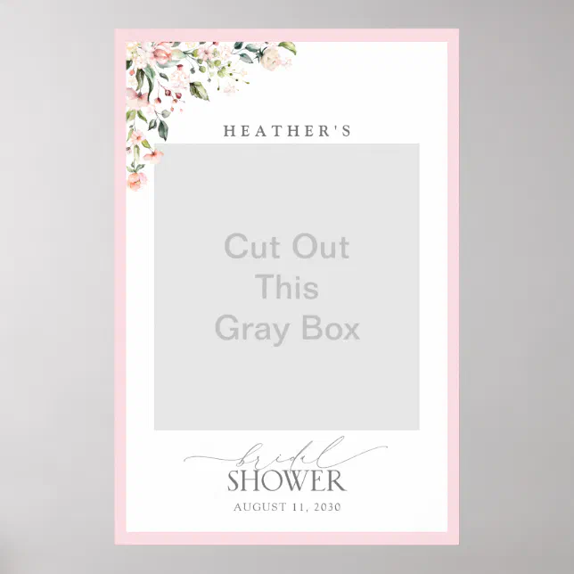 Elegant Pink Watercolor Floral Shower Photo Booth Poster | Zazzle