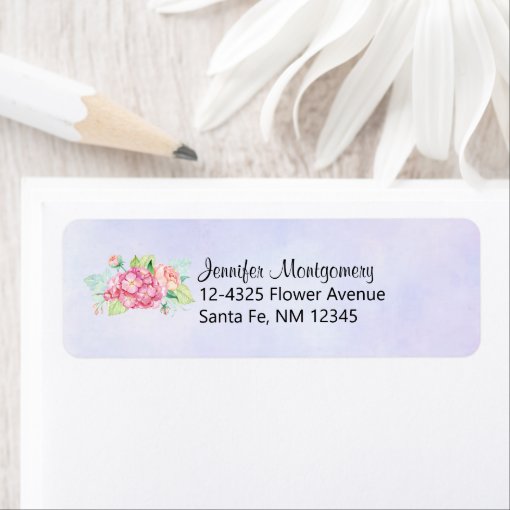Elegant Pink Watercolor Flower Bouquet Label | Zazzle