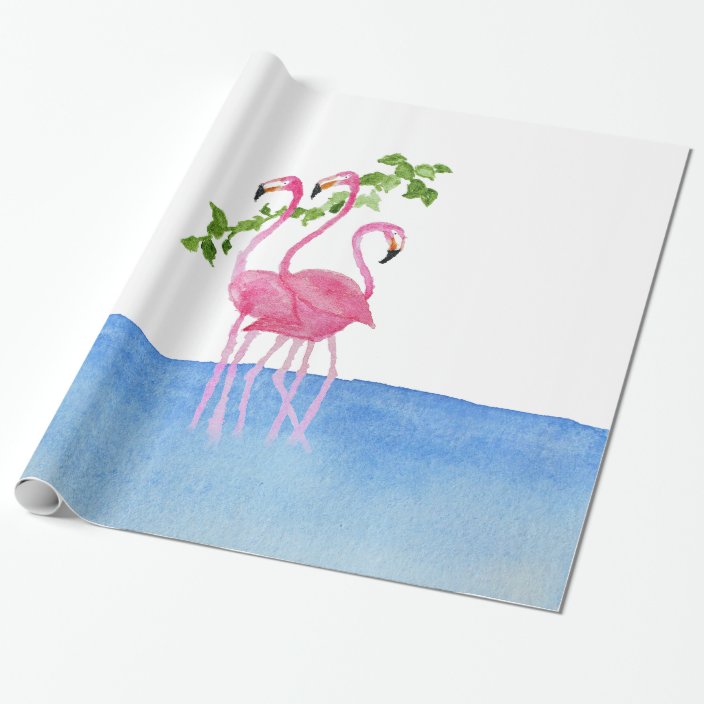 Elegant pink watercolor hand painted flamingo wrapping paper | Zazzle.com