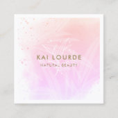 Elegant Pink Watercolor Plants Leaves Square Busi Square Business Card ...