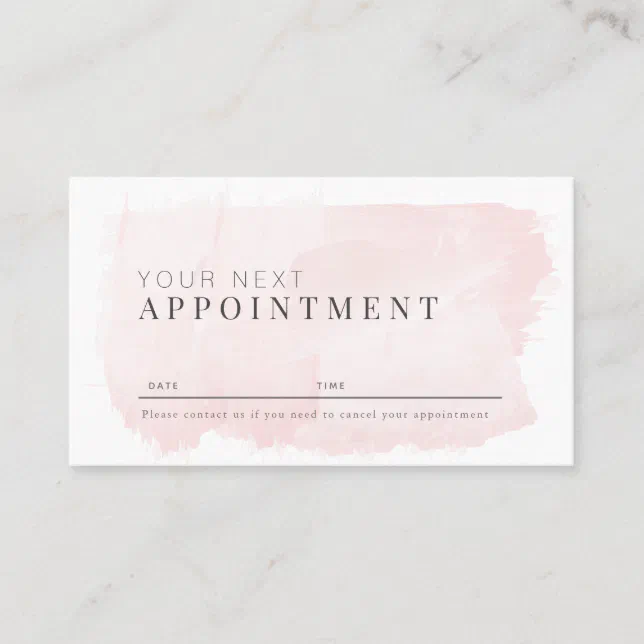 Elegant Pink Watercolor Salon Appointment Card | Zazzle