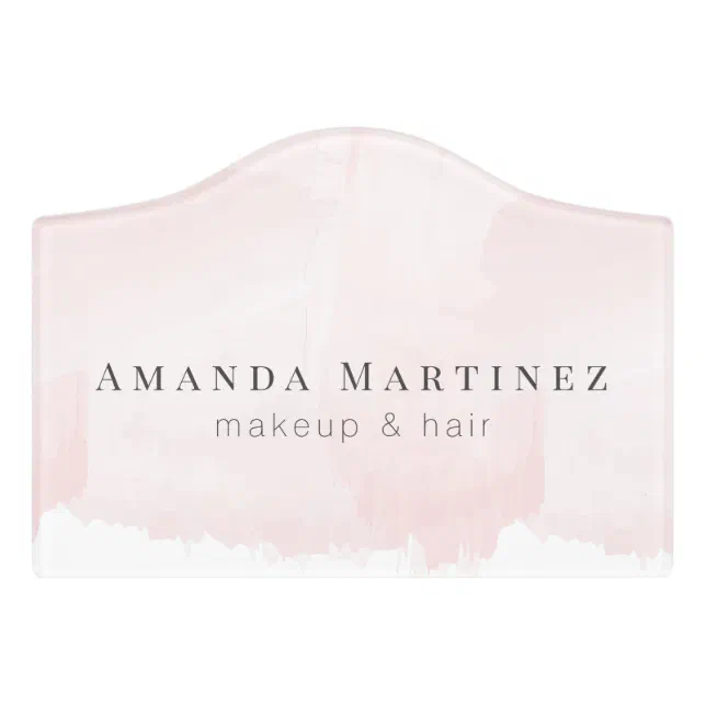 Elegant Pink Watercolor Salon Door Sign | Zazzle