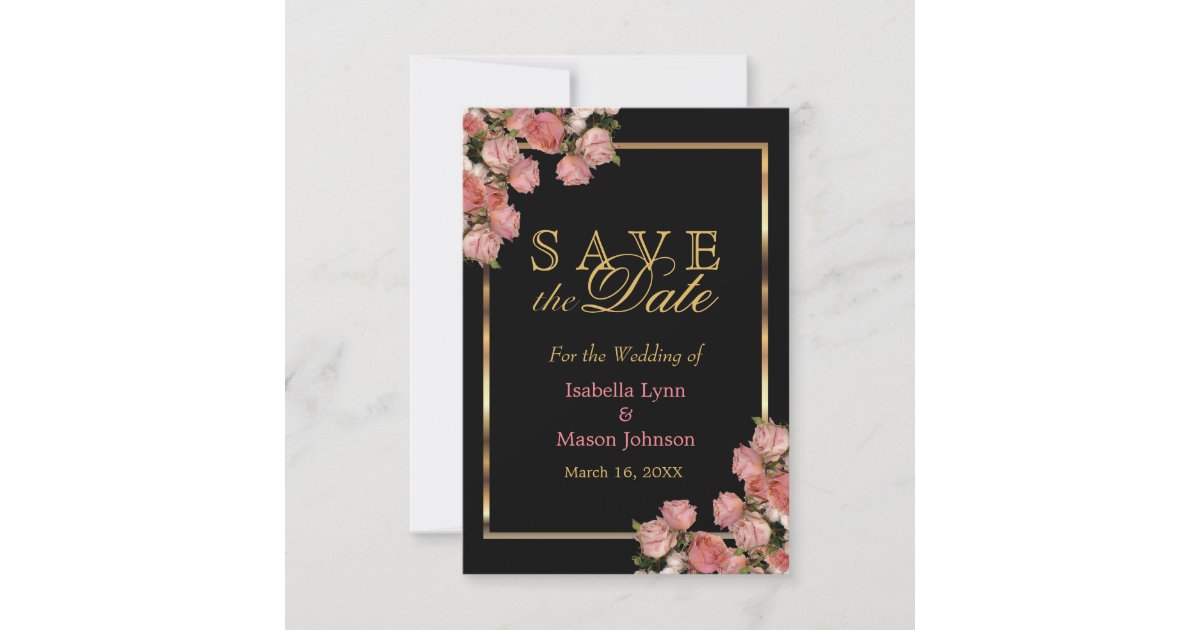 Elegant Pink Wedding Roses - Save The Date | Zazzle