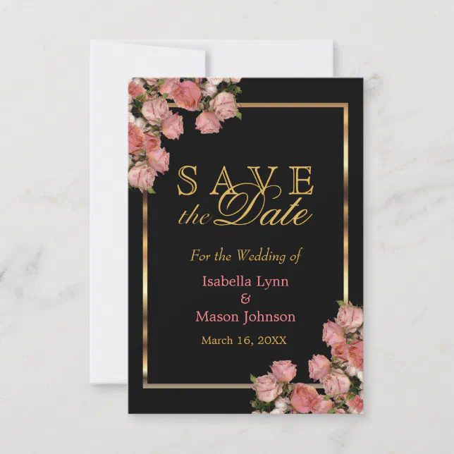 Elegant Pink Wedding Roses - Save The Date | Zazzle