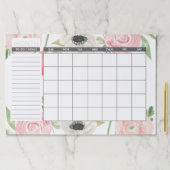 Elegant Pink & White Floral Monthly Calendar Paper Pad | Zazzle