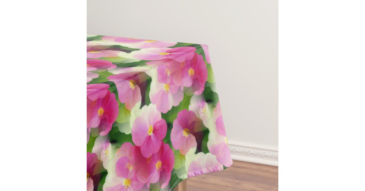 Elegant Pink & White Impatiens Flower Pattern Tablecloth | Zazzle