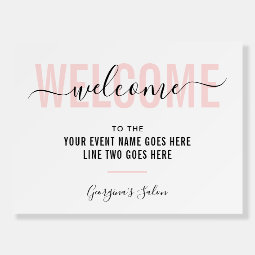 Elegant Pink & White Modern Business Welcome Sign | Zazzle