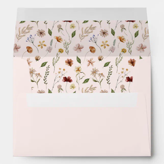 Elegant Pink Wildflower Girl Baby Shower Envelope | Zazzle