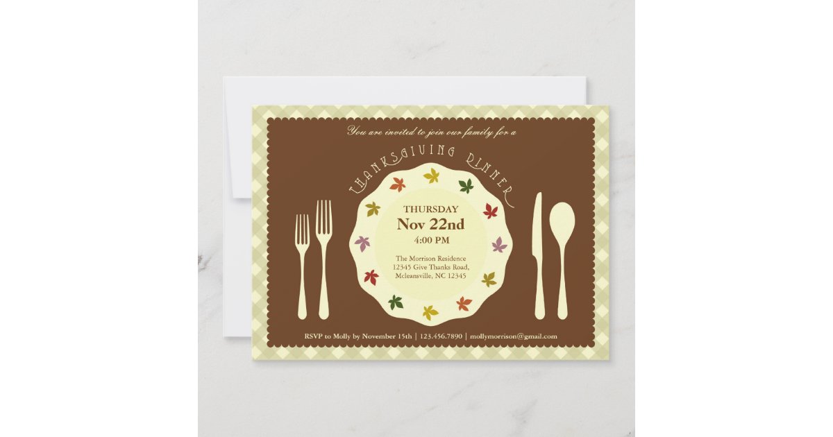Elegant Place Setting Thanksgiving Invitation | Zazzle