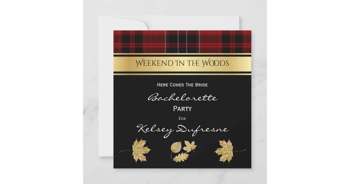 Elegant Plaid Bachelorette Party Invitation | Zazzle