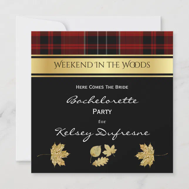 Elegant Plaid Bachelorette Party Invitation | Zazzle