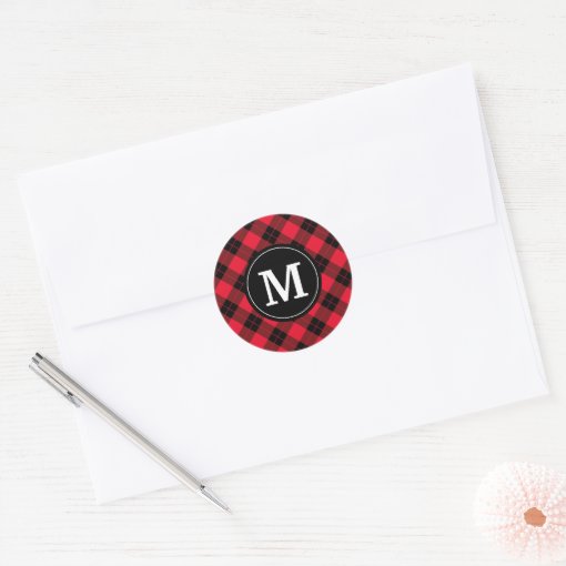 Elegant Plaid | Holiday Monogram Stickers | Zazzle