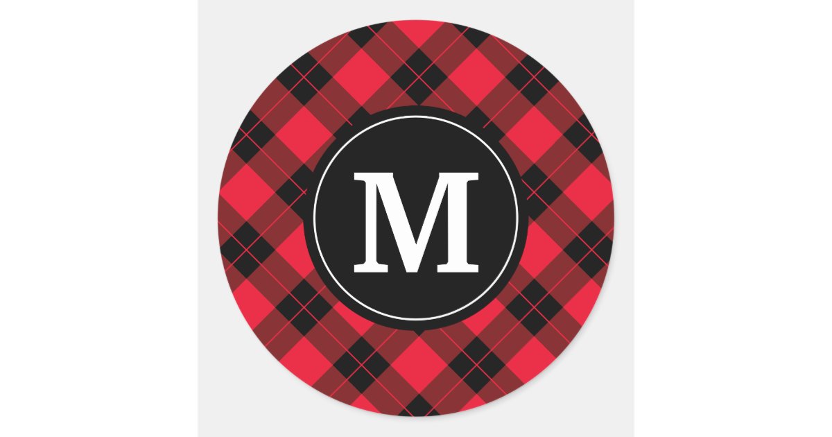Elegant Plaid | Holiday Monogram Stickers | Zazzle