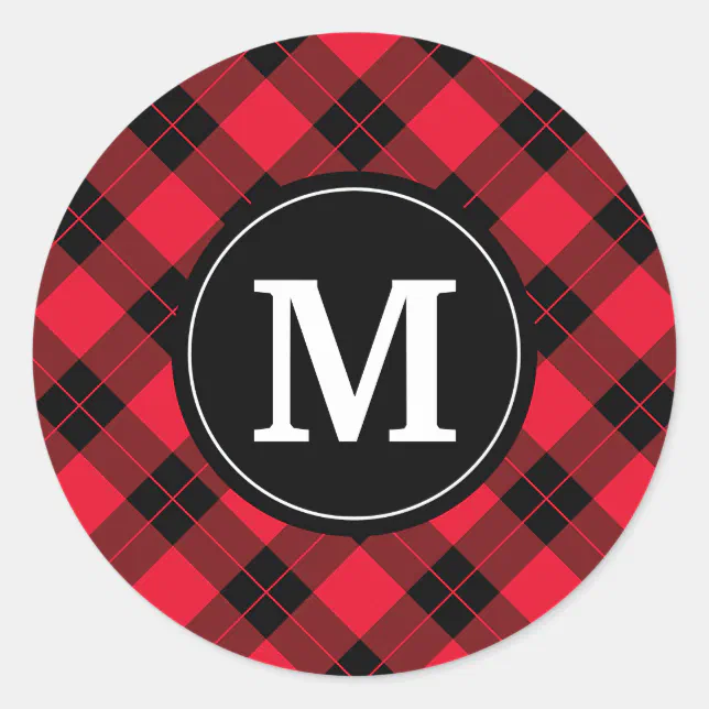 Elegant Plaid | Holiday Monogram Stickers | Zazzle