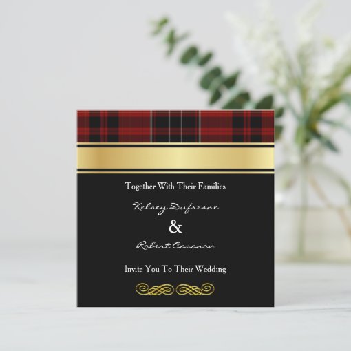 Elegant Plaid Wedding Invitation | Zazzle