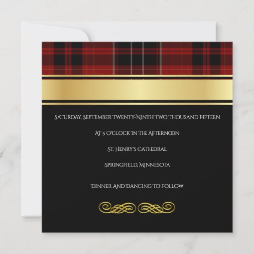 Elegant Plaid Wedding Invitation | Zazzle