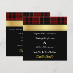 Elegant Plaid Wedding Invitation | Zazzle