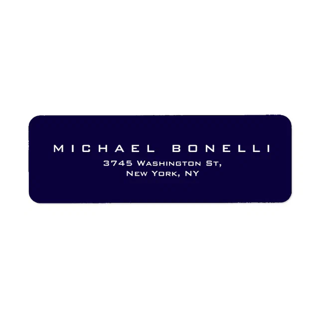 Elegant Plain Dark Blue Return Address Label | Zazzle