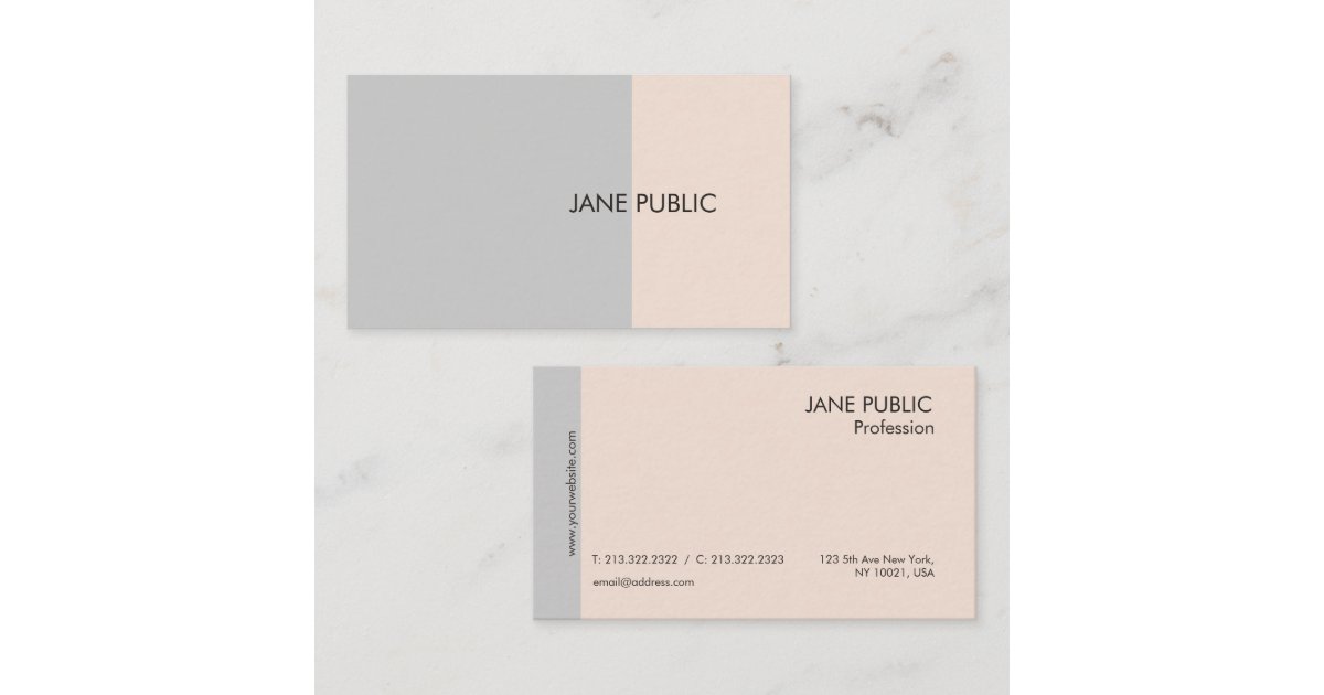 Elegant Plain Modern Professional Grey and Beige Business Card | Zazzle