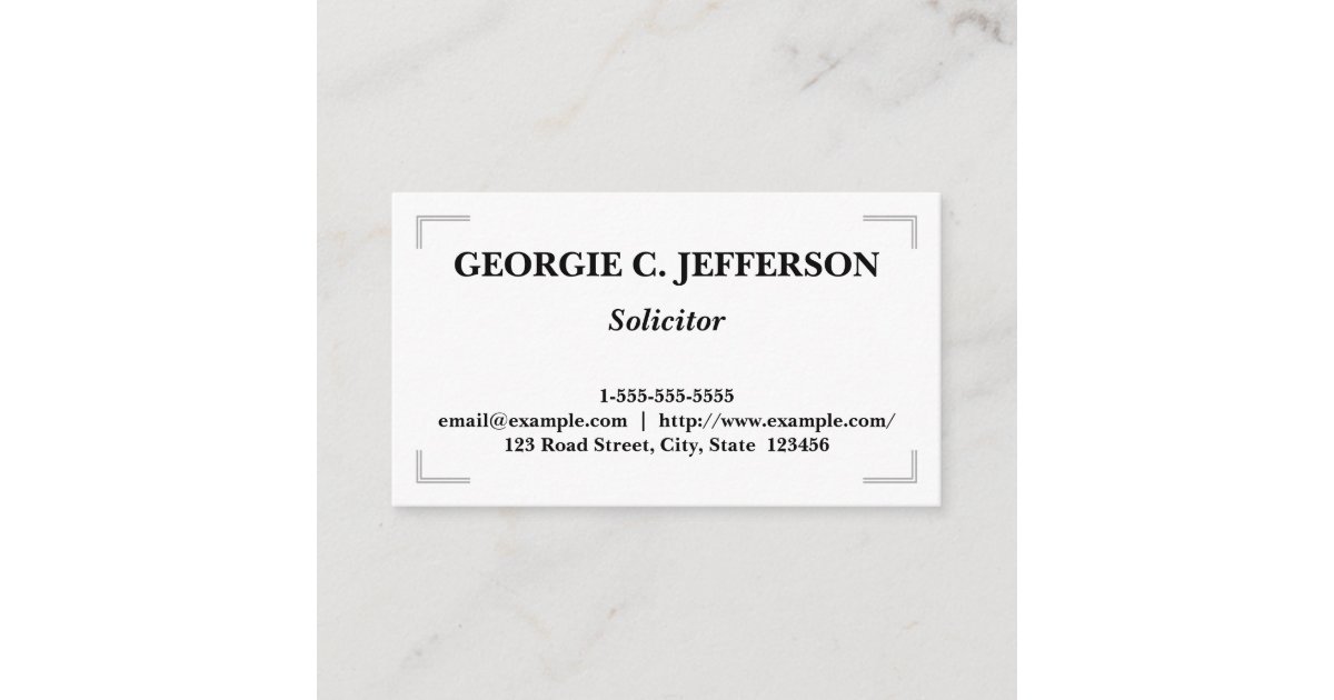 Elegant & Plain Solicitor Business Card | Zazzle