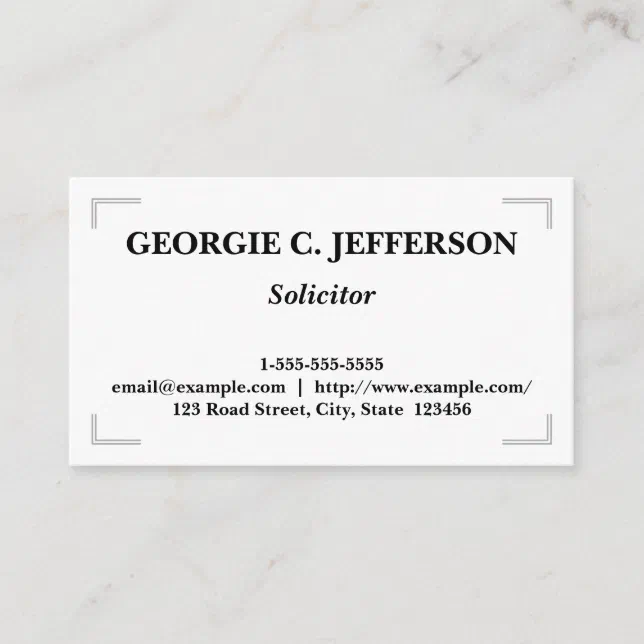 Elegant & Plain Solicitor Business Card | Zazzle