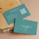 Elegant Plain Teal Script Monogram QR Code Business Card | Zazzle