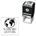 Elegant Plane Earth World Globe Map Name Address Self-inking Stamp | Zazzle