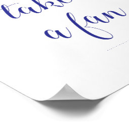 Elegant Please Take A Fan Navy Blue Wedding Sign | Zazzle