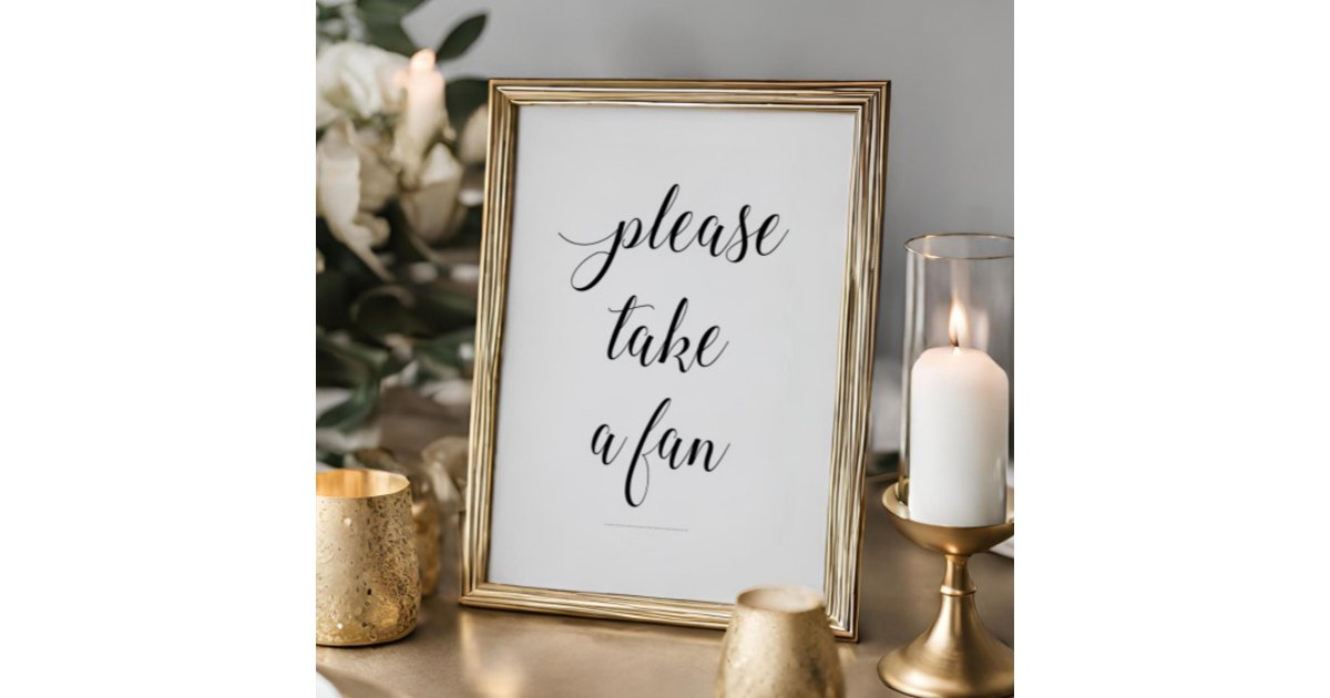 Elegant Please Take A Fan Wedding Sign | Zazzle