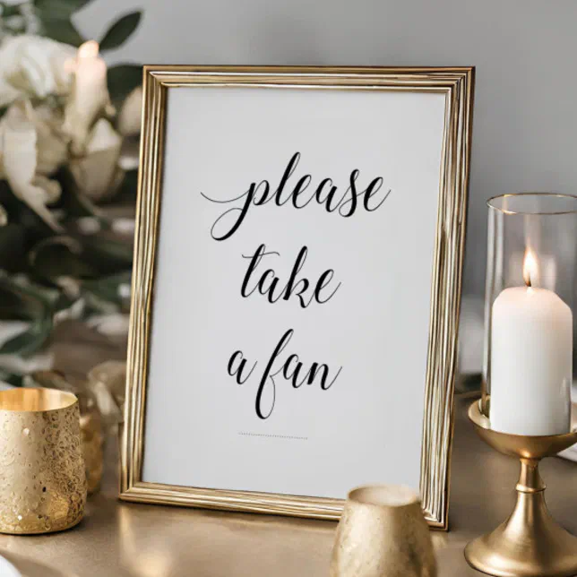 Elegant Please Take A Fan Wedding Sign | Zazzle