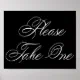 Elegant Please Take One White Script | Horizontal Poster | Zazzle