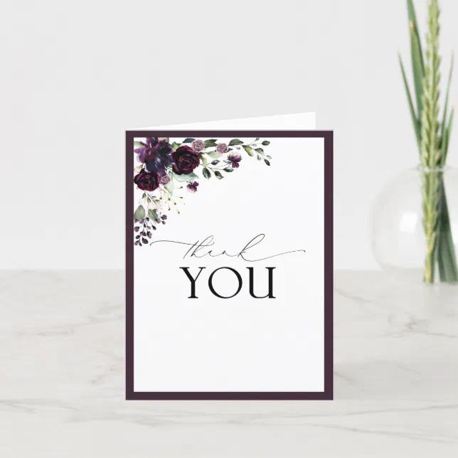 Elegant Plum Purple Calligraphy Thank You Card | Zazzle