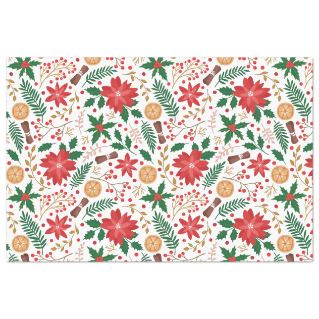 Elegant Poinsettia Winter Floral Botanical Tissue Paper | Zazzle