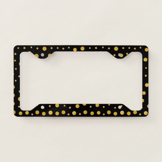 Elegant polka dots - Black Gold License Plate Frame | Zazzle.com