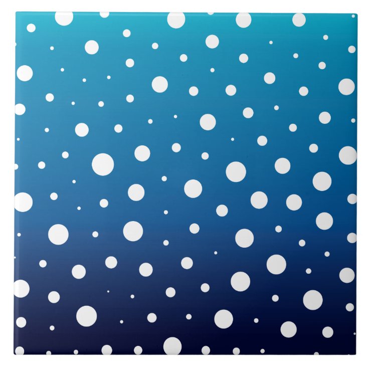 Elegant polka dots - Ocean Blue and White Ceramic Tile | Zazzle