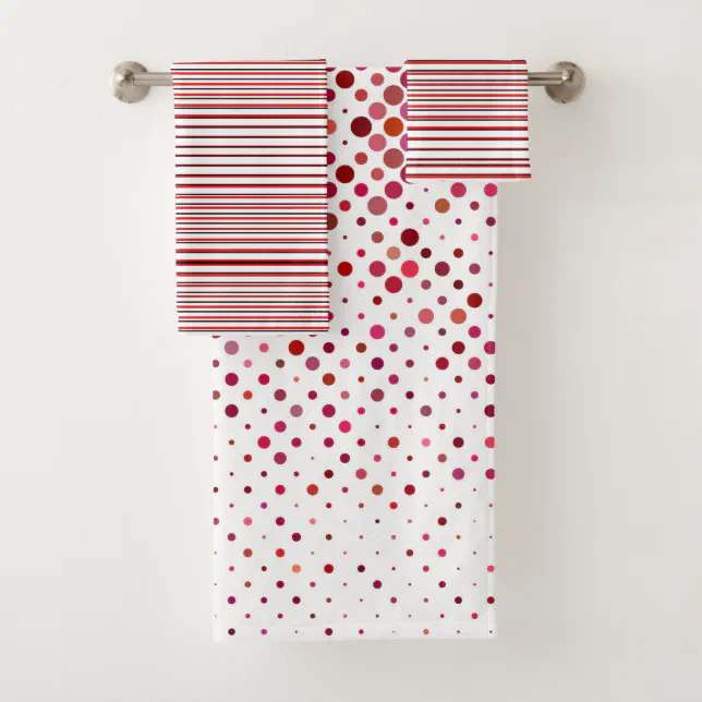Elegant Polka Dots Parallel Lines Graphic Pattern Bath Towel Set | Zazzle