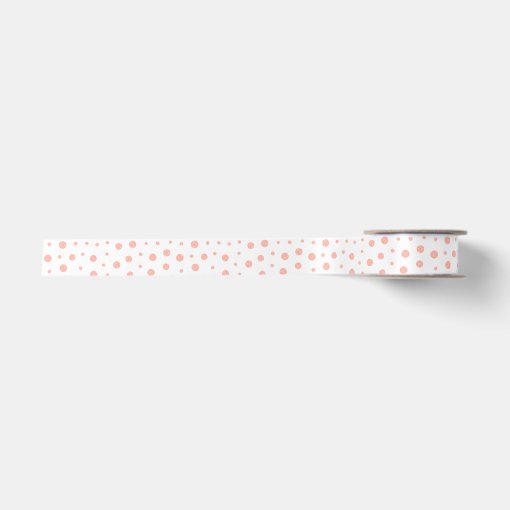Elegant polka dots - Soft Pink Gold White Satin Ribbon | Zazzle