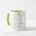 Elegant Polyglot "Thank You" Green Typography Mug | Zazzle