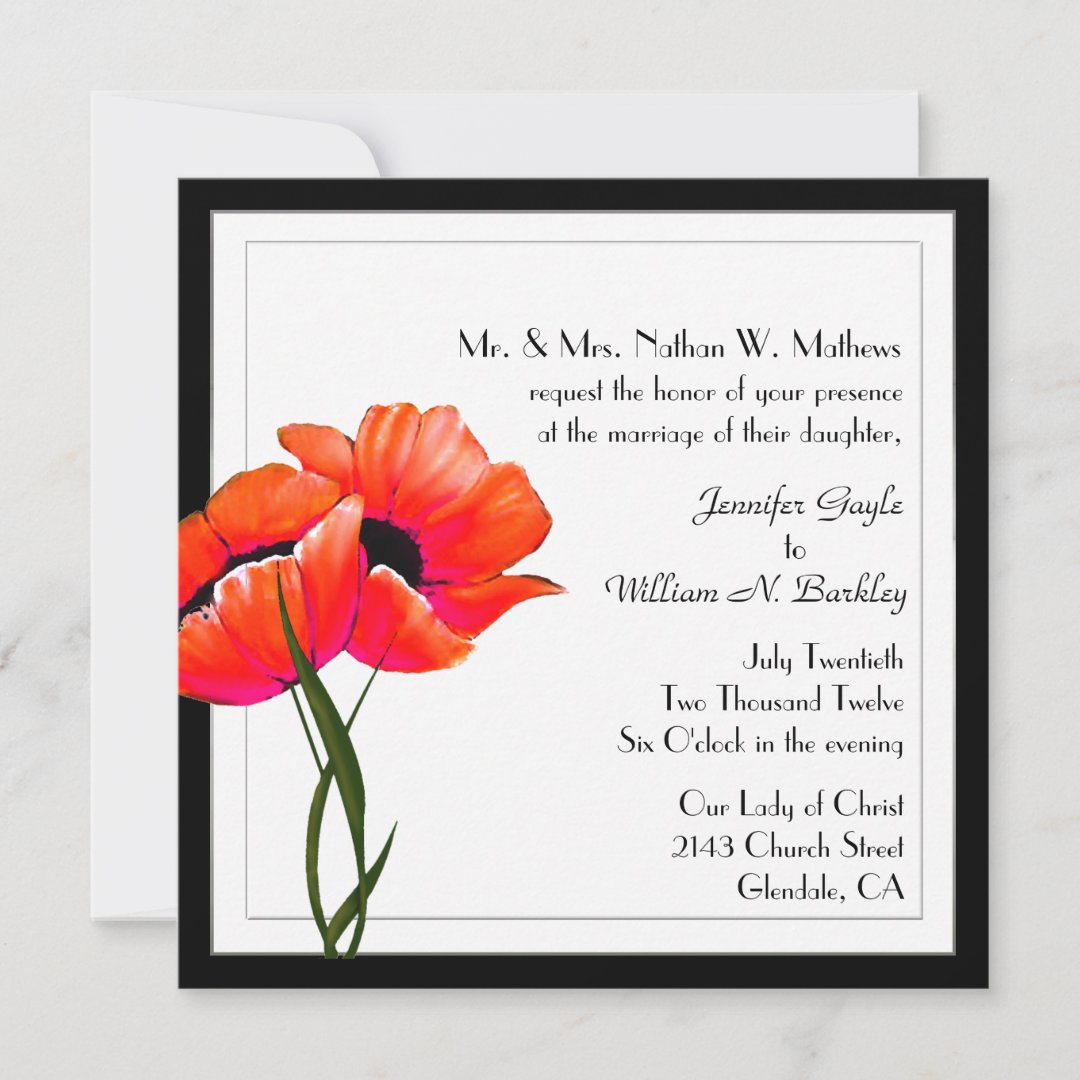Elegant Poppies Custom Wedding Invitation | Zazzle