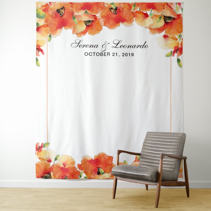 Elegant Poppy Floral Wedding Photo Booth Backdrop | Zazzle.com